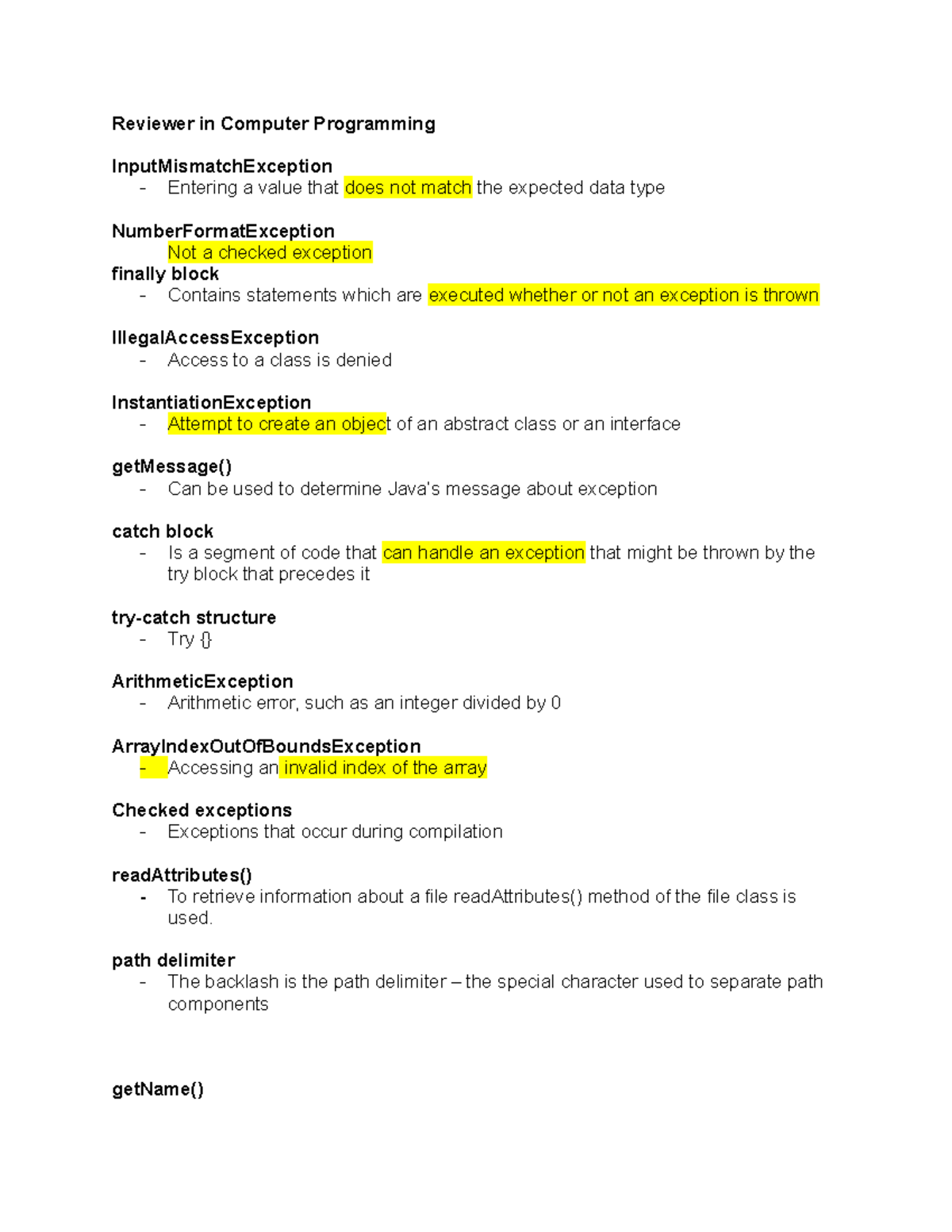 Reviewer in Computer Programming - Reviewer in Computer Programming InputMismatchException ...