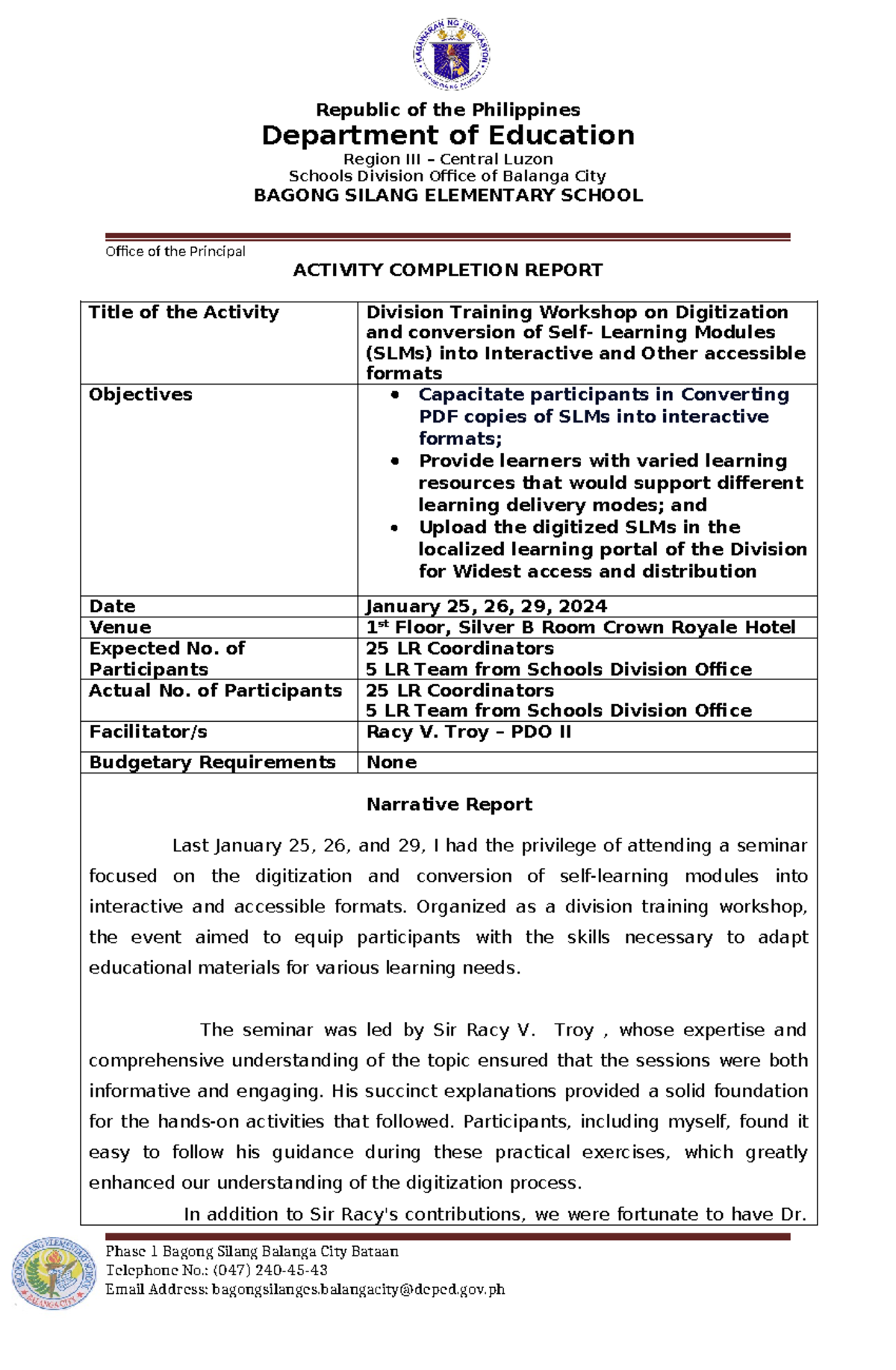 ACR- Division Training-ON- Digitization X - Republic of the Philippines ...
