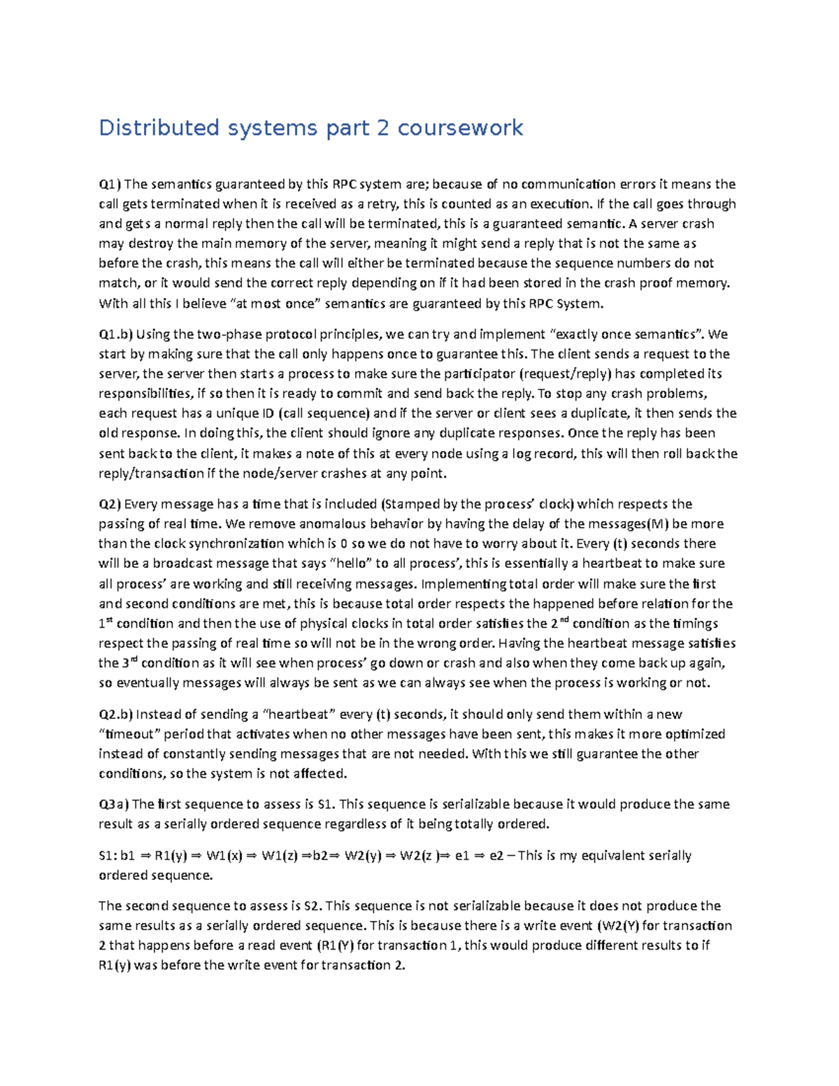 Distributed Systems Assignment 2 Distributed Systems Part 2