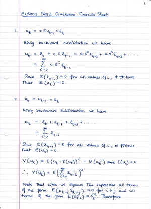 Exercise Sheet 2 Regression Models - ECB003 Exercise Sheet (2) Regression Models (a) Why does ...