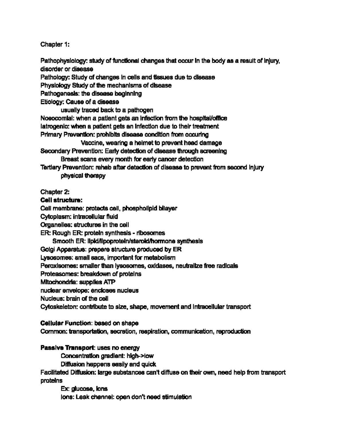 Pathophysiology - Notes for chapters from the textbook used in class ...