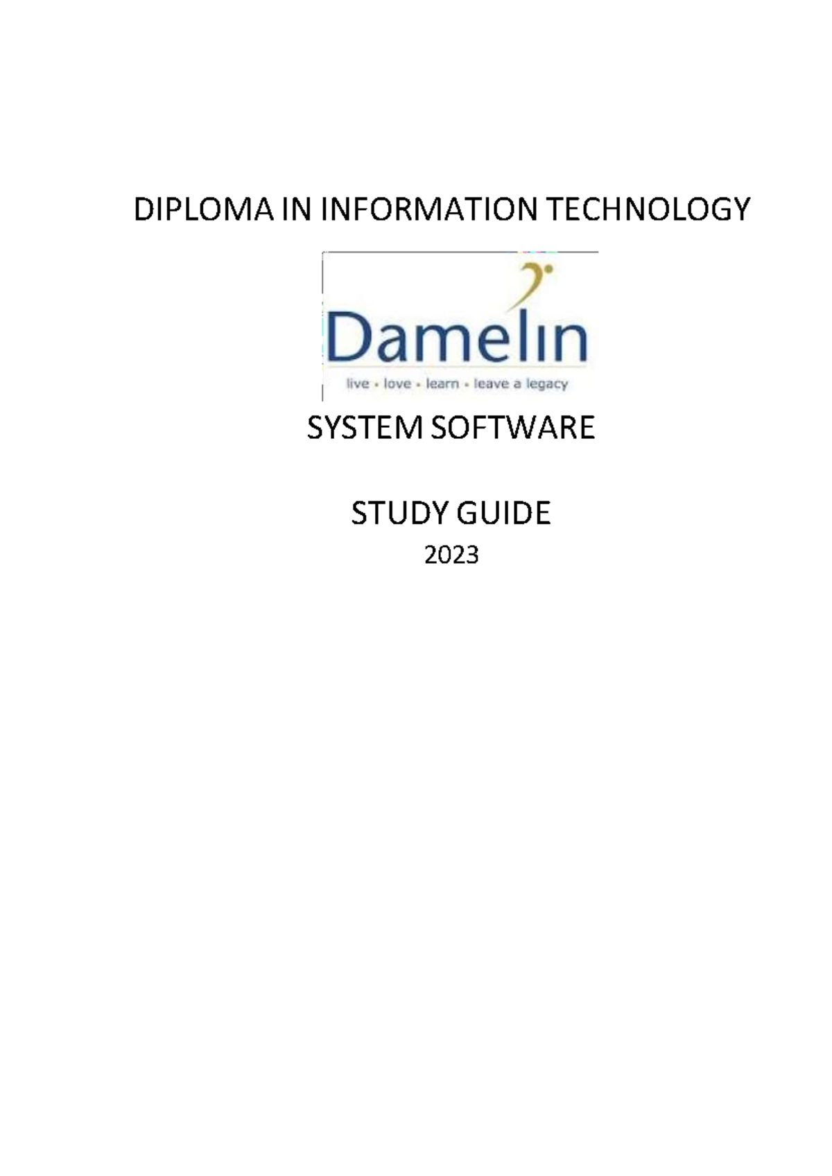 23 HE FT DP IT SSO110 Y1 Study Guide - DIPLOMA IN INFORMATION ...