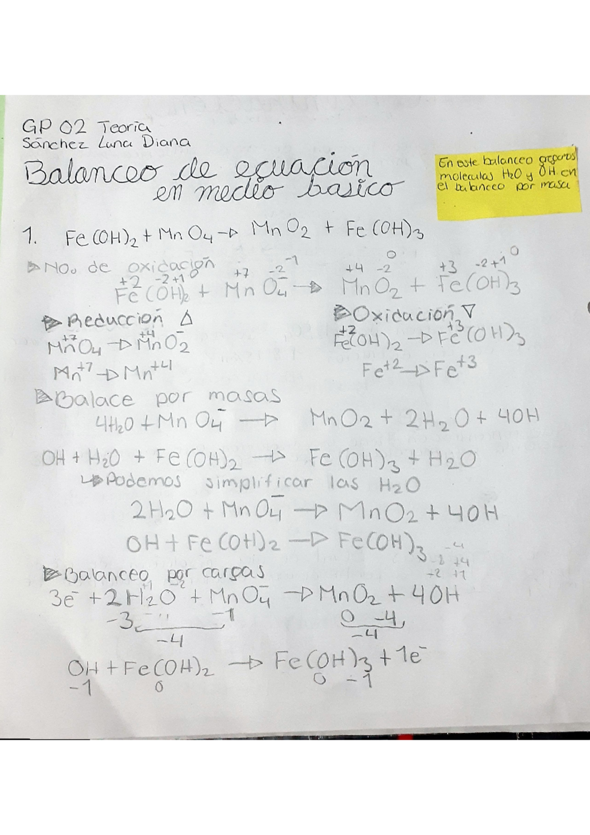 Balanceo iónico (medio basico) instrucciones - Química I - UNAM - Studocu