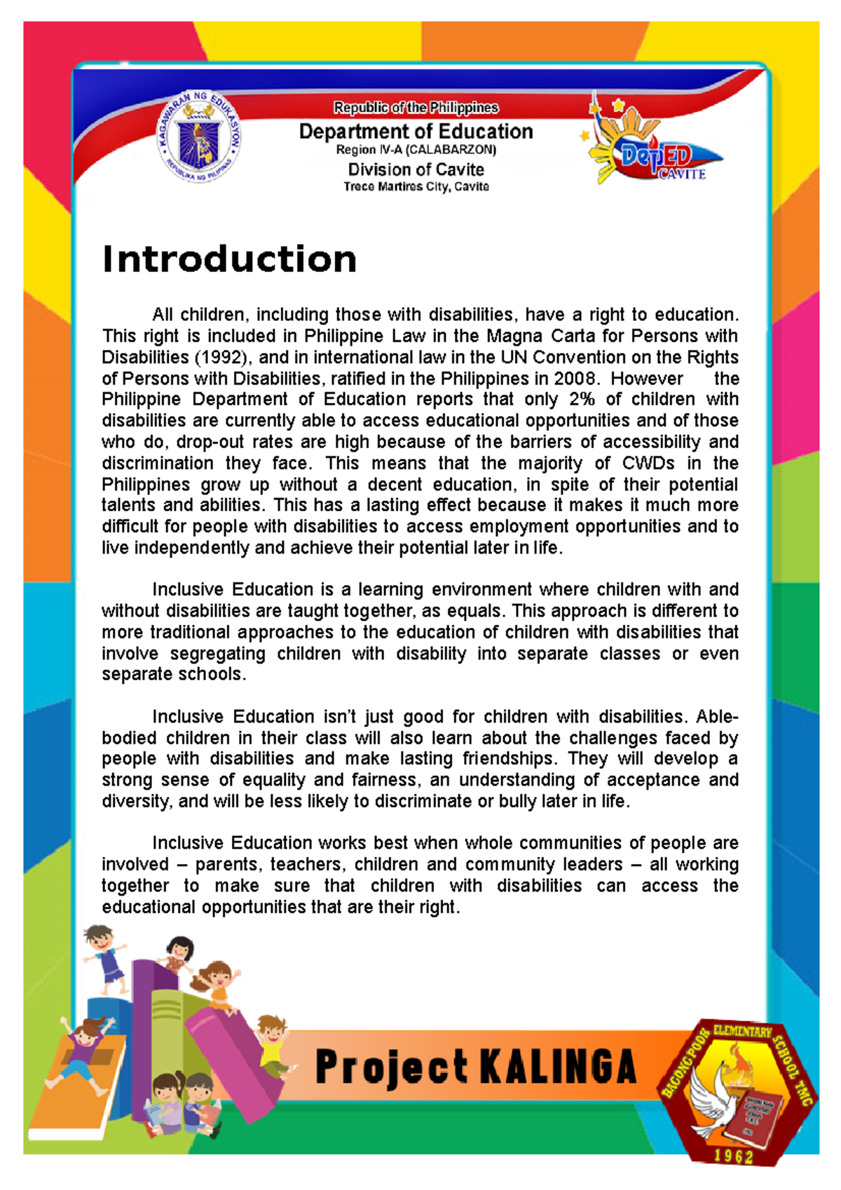 Project Kalinga 2019-2020 - Introduction All children, including those ...