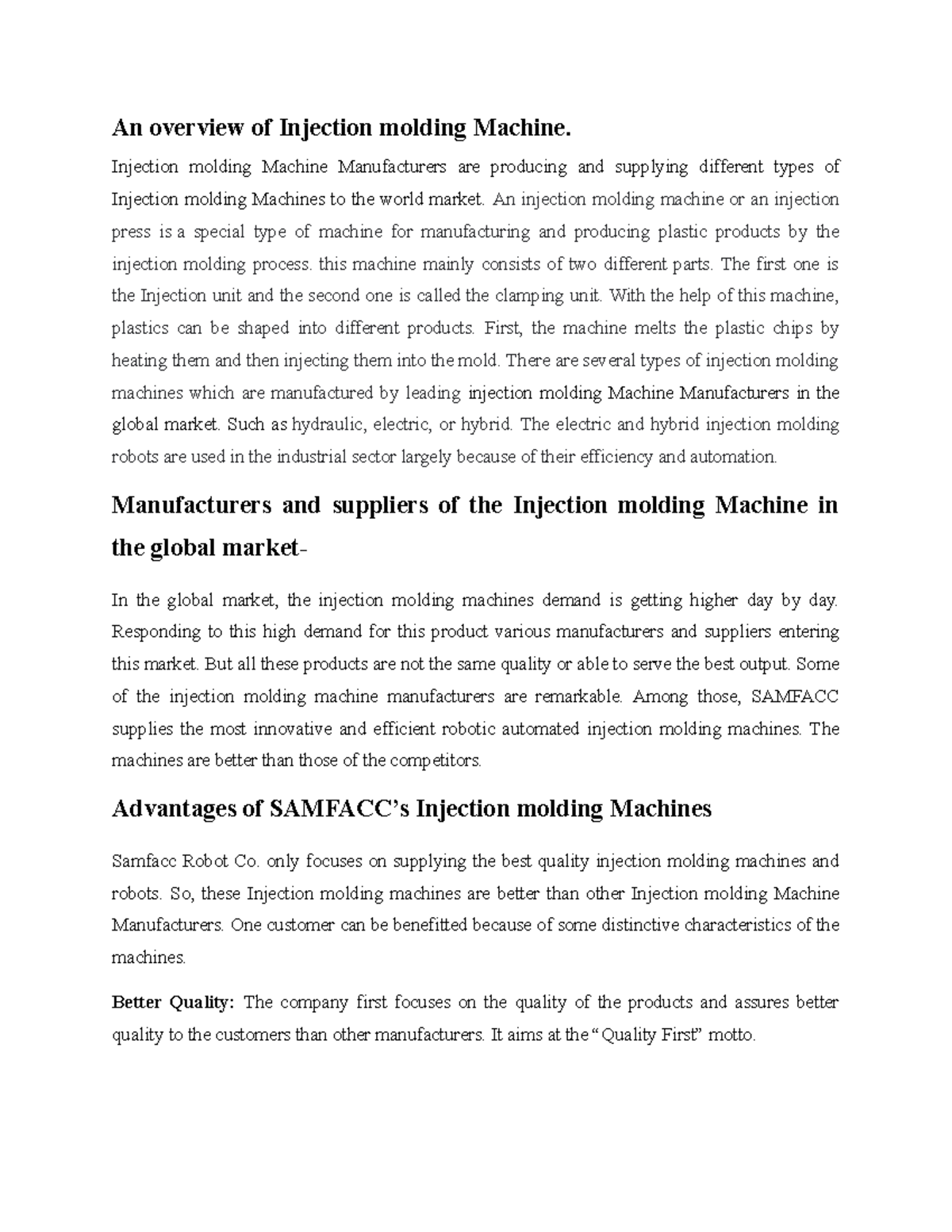 An overview of Injection molding Machine - Injection molding Machine ...