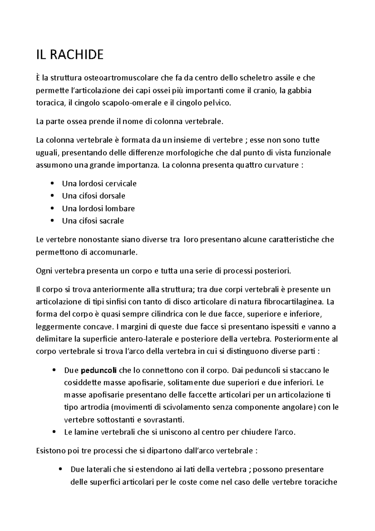 IL Rachide - Spiegazione della struttura e delle articolazioni che ...