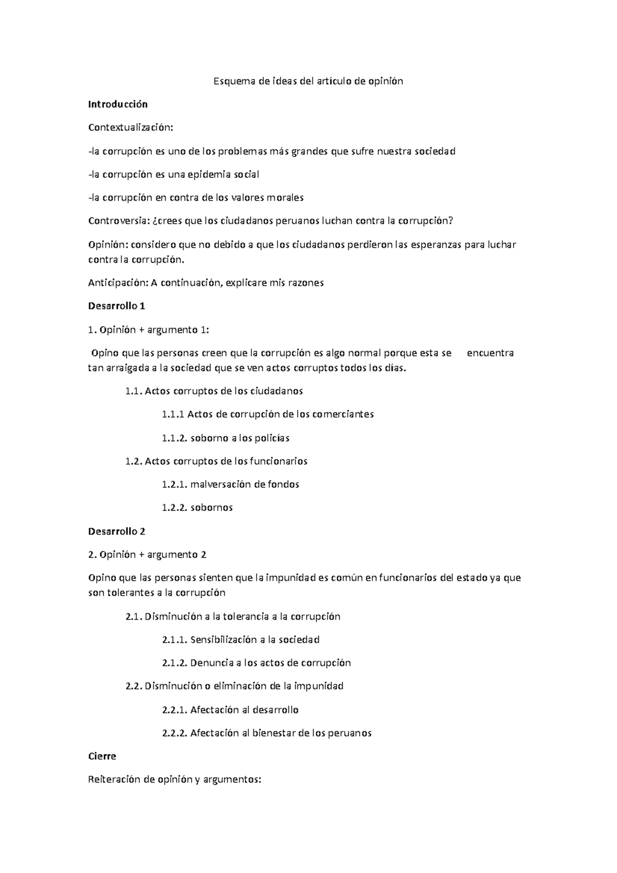 Esquema de ideas PC2 - te ayudara en algo - Esquema de ideas del ...