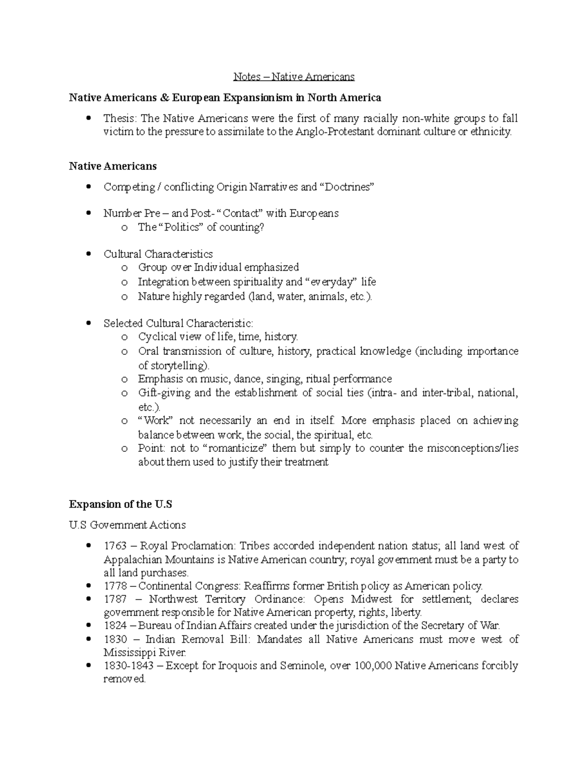 Notes - Native Americans - Notes – Native Americans Native Americans ...