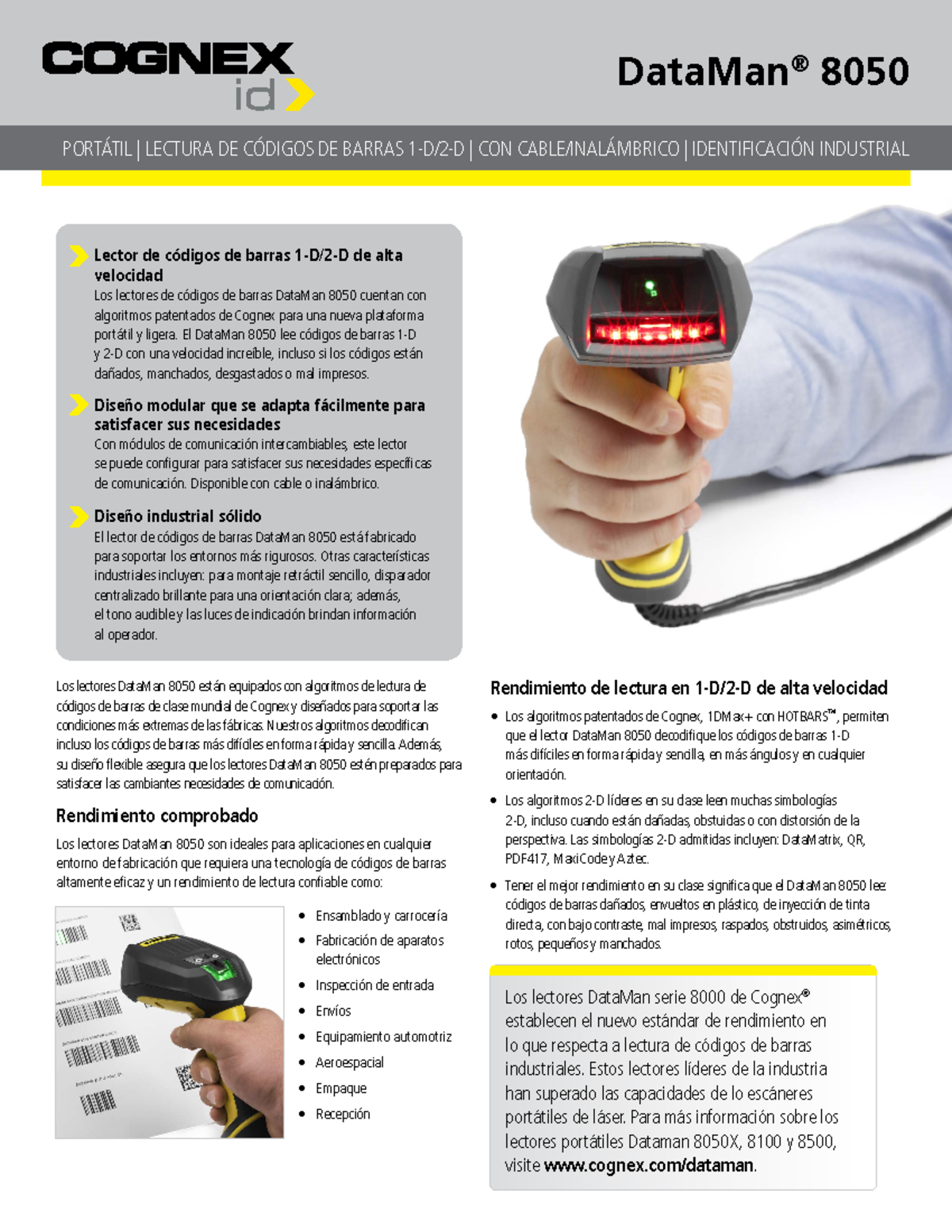 Data Man-8050-Datasheet - Los lectores DataMan 8050 están equipados con algoritmos de lectura de ...