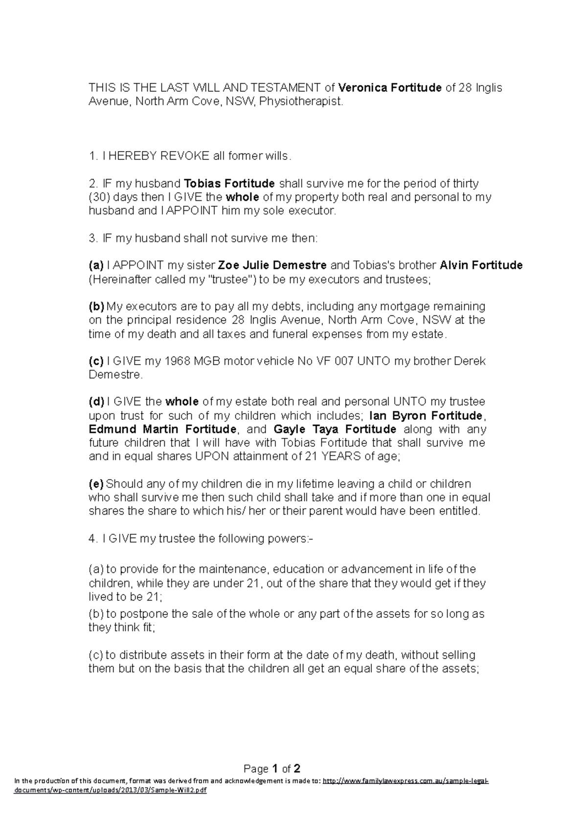 Will-Complete - Will - THIS IS THE LAST WILL AND TESTAMENT of Veronica ...