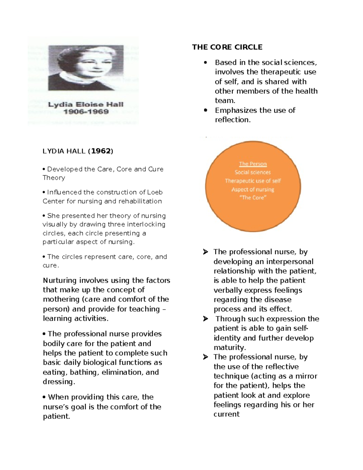 Lydia HALL - LYDIA HALL ( 1962 ) Developed the Care, Core and Cure ...