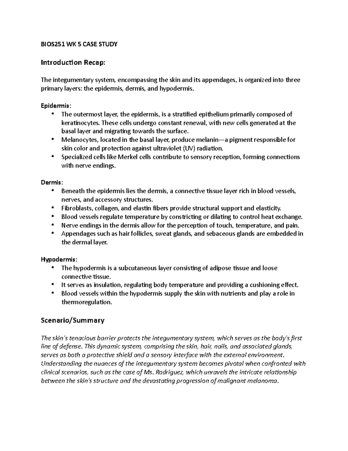 Week 5 case study - BIOS251 WK 5 CASE STUDY Introduc 9 on Recap: The ...