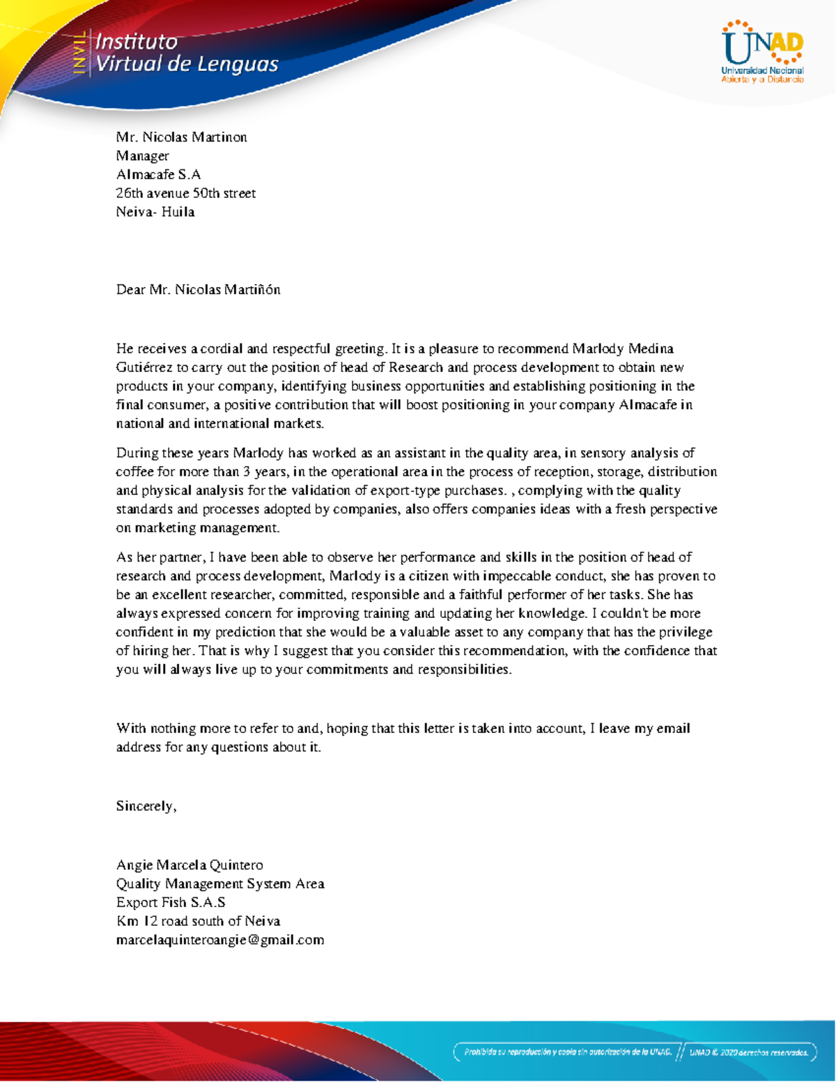 Mr - nnmmmm - Mr. Nicolas Martinon Manager Almacafe S 26th avenue 50th ...