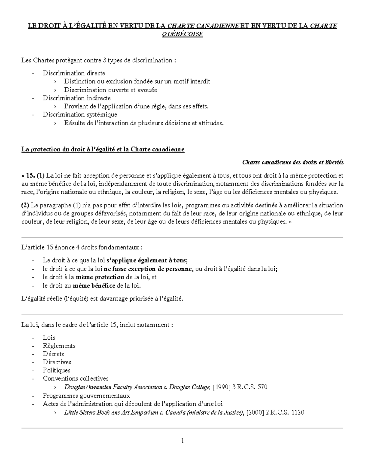 Droit à l'égalité - Avec Jean-Vincent Lacroix - LE DROIT À L’ÉGALITÉ EN ...