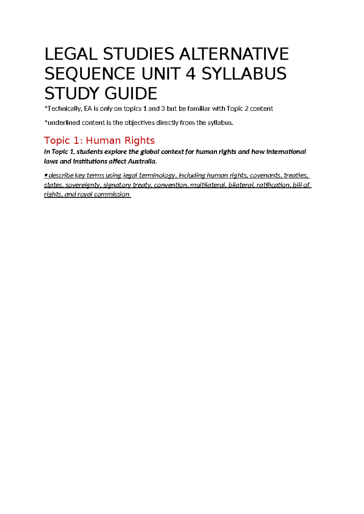 Legal Studies Alternative Sequence UNIT 4 Syllabus Study Guide - LEGAL ...