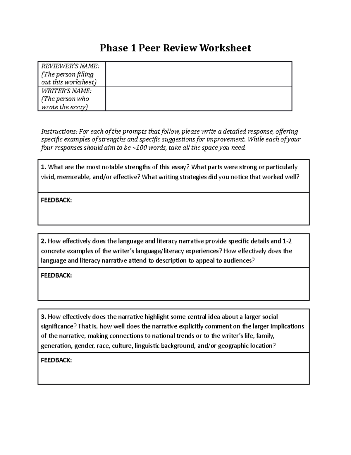 Phase 1 Peer Review Worksheet - Phase 1 Peer Review Worksheet REVIEWER ...