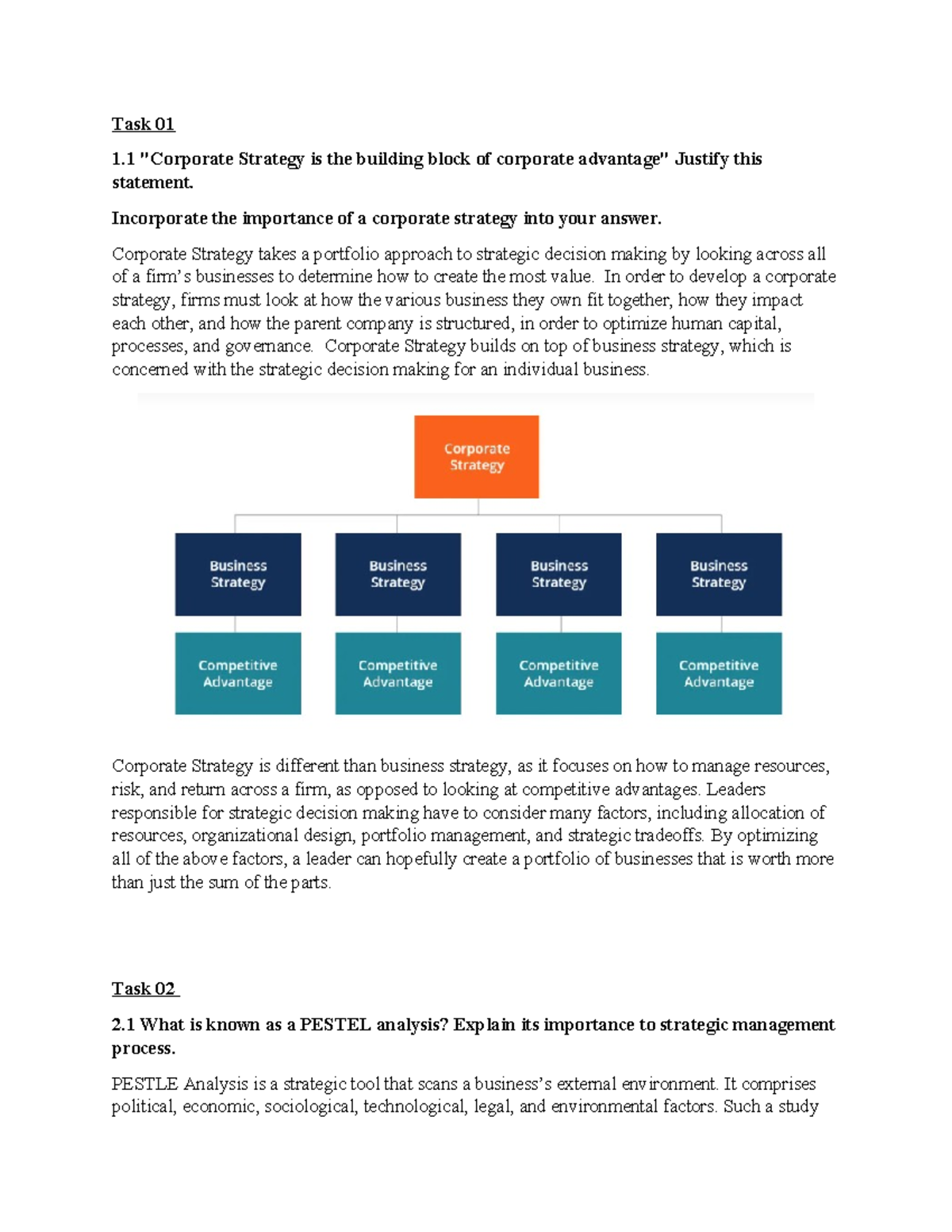 Strategic Management Self Study U9 - Task 01 1 "Corporate Strategy is ...