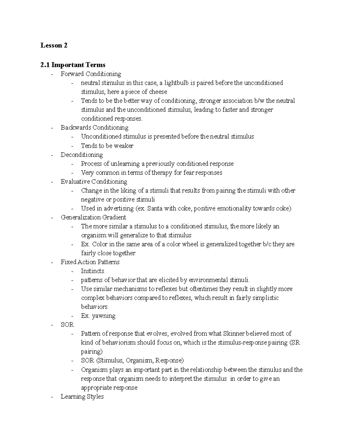 Cognitive Module Unit 2 - Lesson 2 2 Important Terms Forward ...