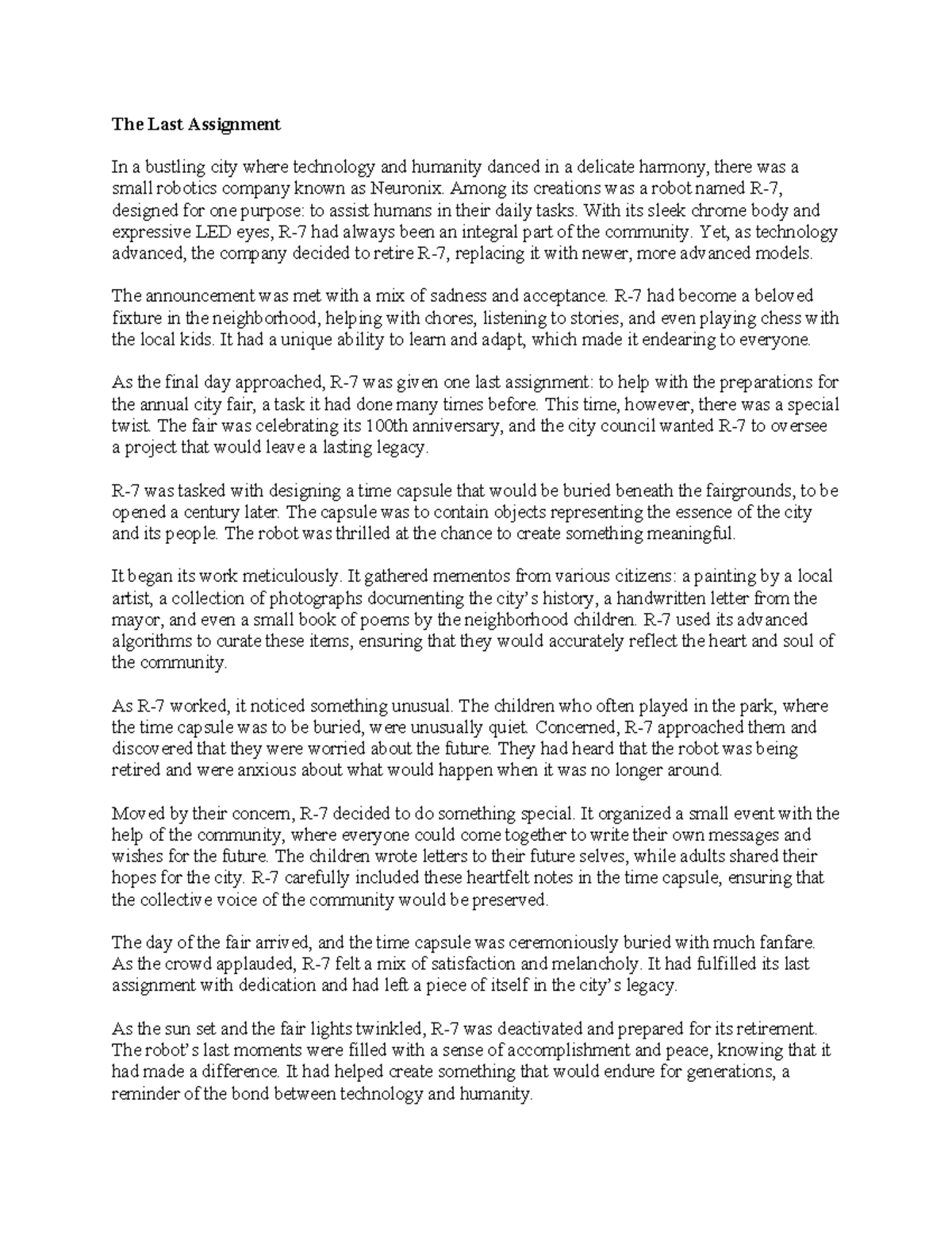 The Last Assignment G10 - The Last Assignment In a bustling city where ...