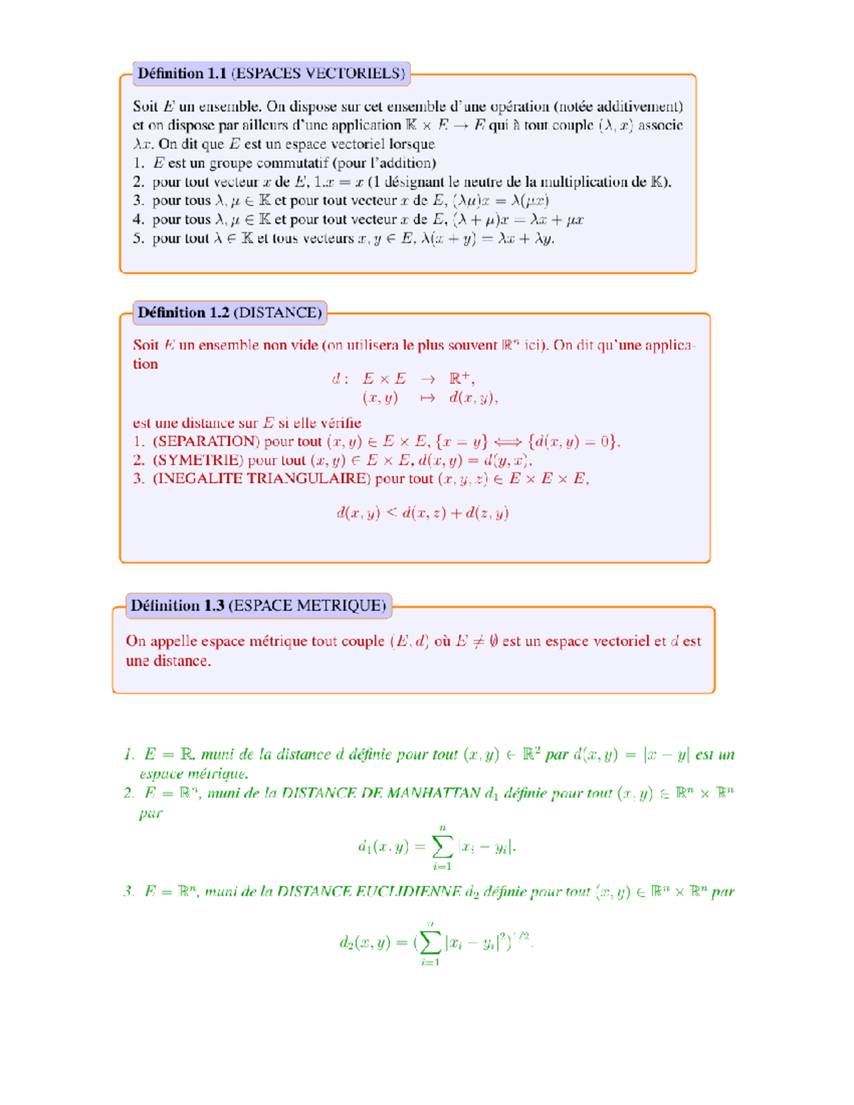 Fonctions de plusieurs variables - Définition 1 (ESPACES VECTORIELS ...