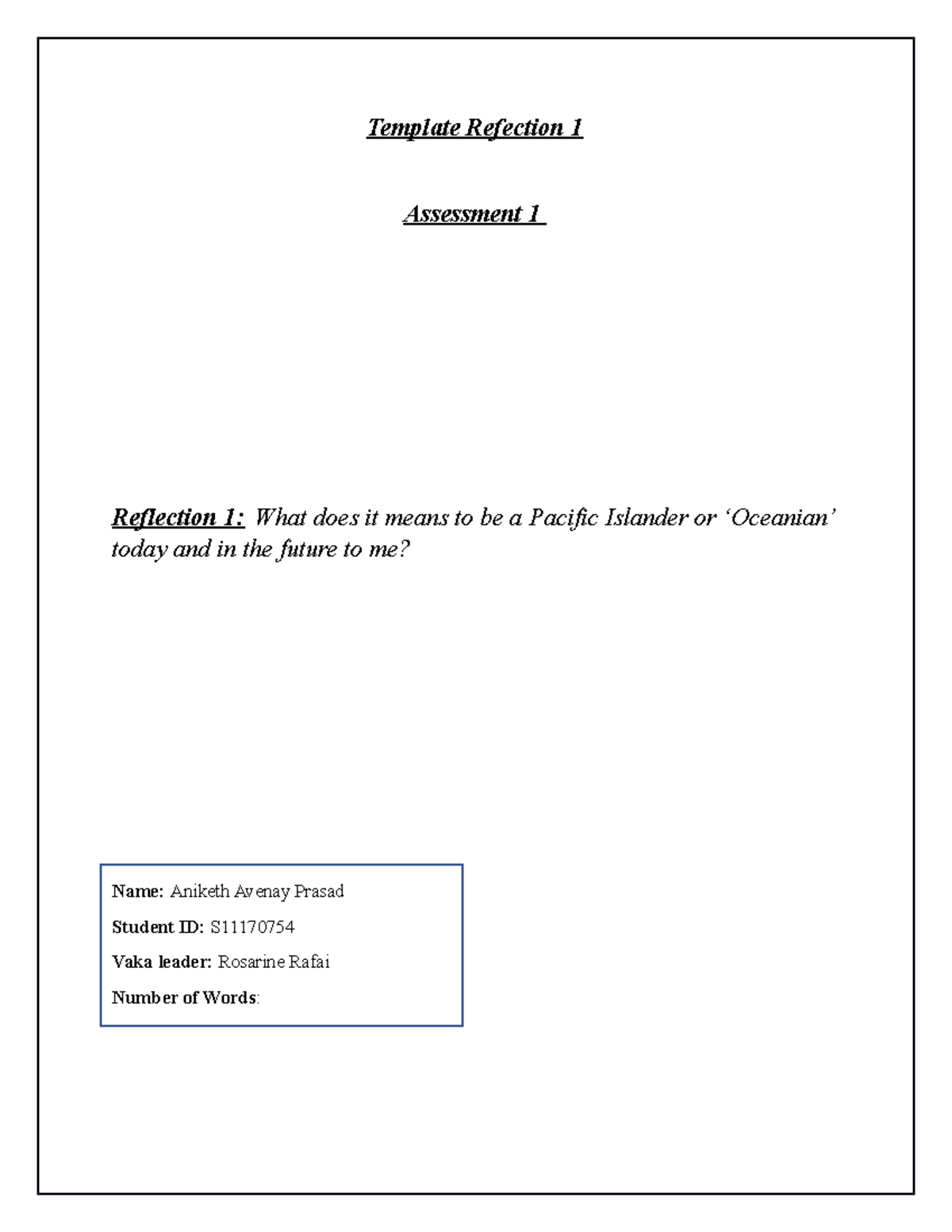 Aniketh Avenay Prasad S11170754 UU204 Reflection - Template Refection 1 ...