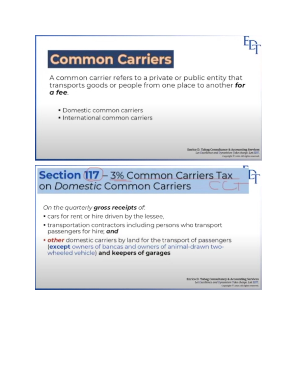 Common Carrier's Tax - 123 - Accountancy - Studocu