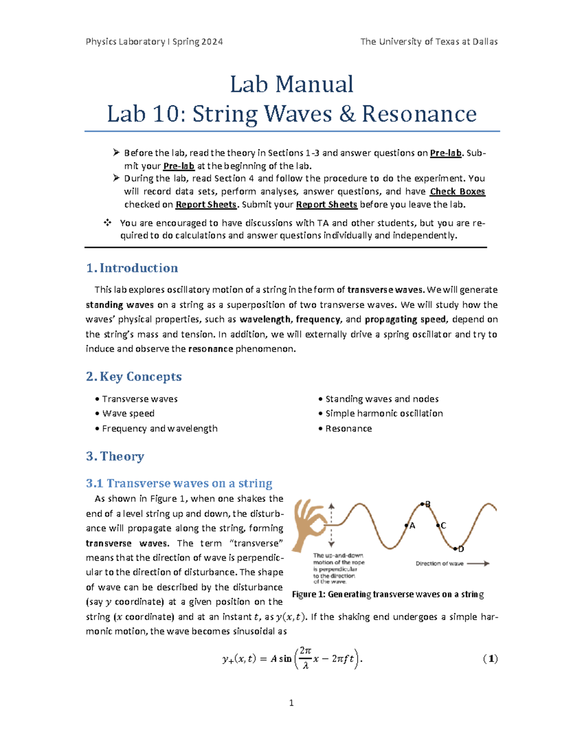 Lab10 Manual - Syshsus - Lab Manual Lab 10 : String Waves & Resonance Before the lab, read the ...