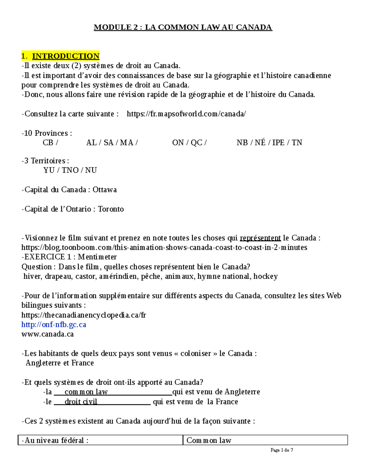 3-ISJI-Module 2-Common Law-E - MODULE 2 : LA COMMON LAW AU CANADA 1 ...