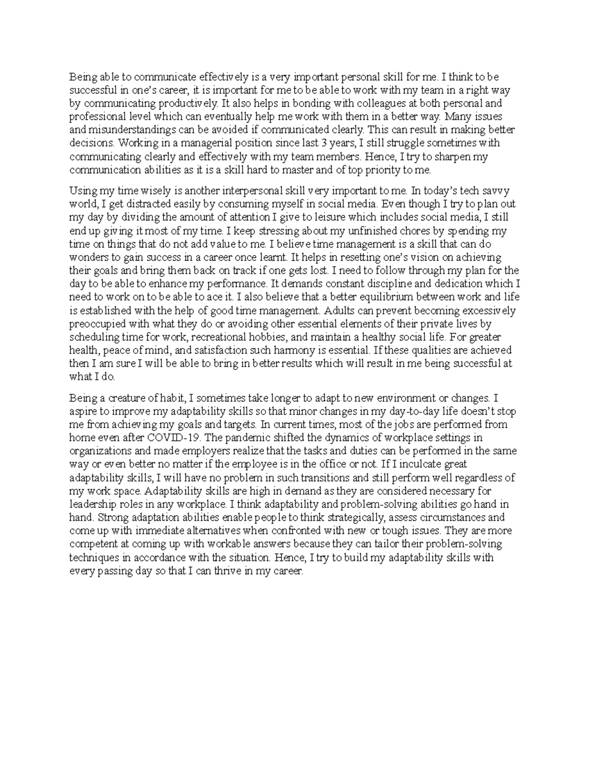 Reflection 1 219285832 - Being able to communicate effectively is a ...