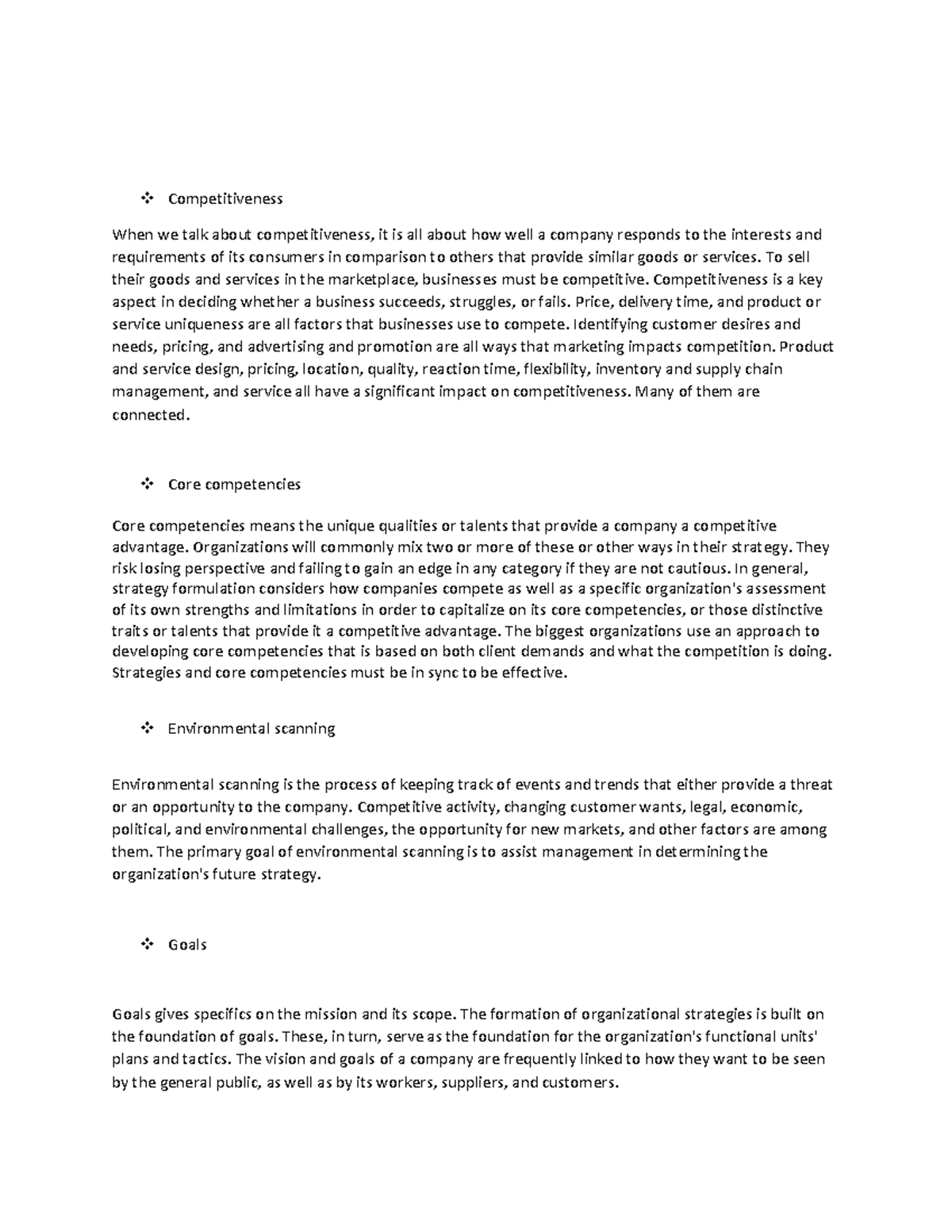 Homework TQM - About core competencies - Competitiveness When we talk ...