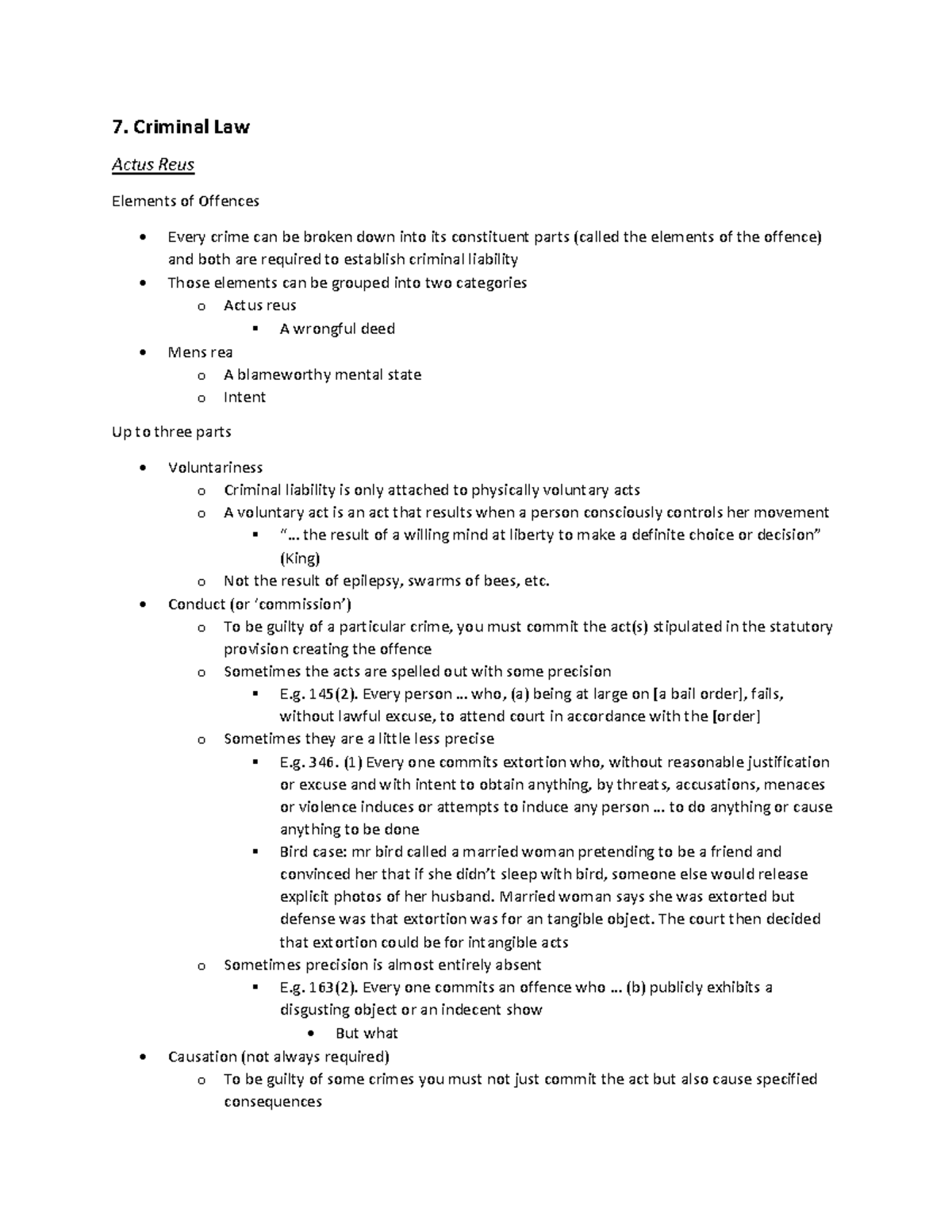 7. Criminal Law - Intro to Law - detailed lecture notes - 7. Criminal ...