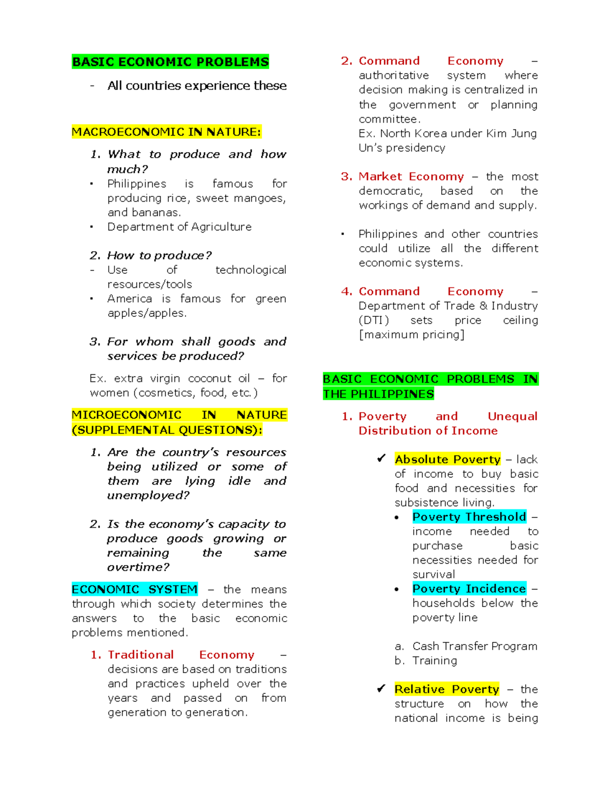 Basic Economic Problems - BASIC ECONOMIC PROBLEMS - All countries ...