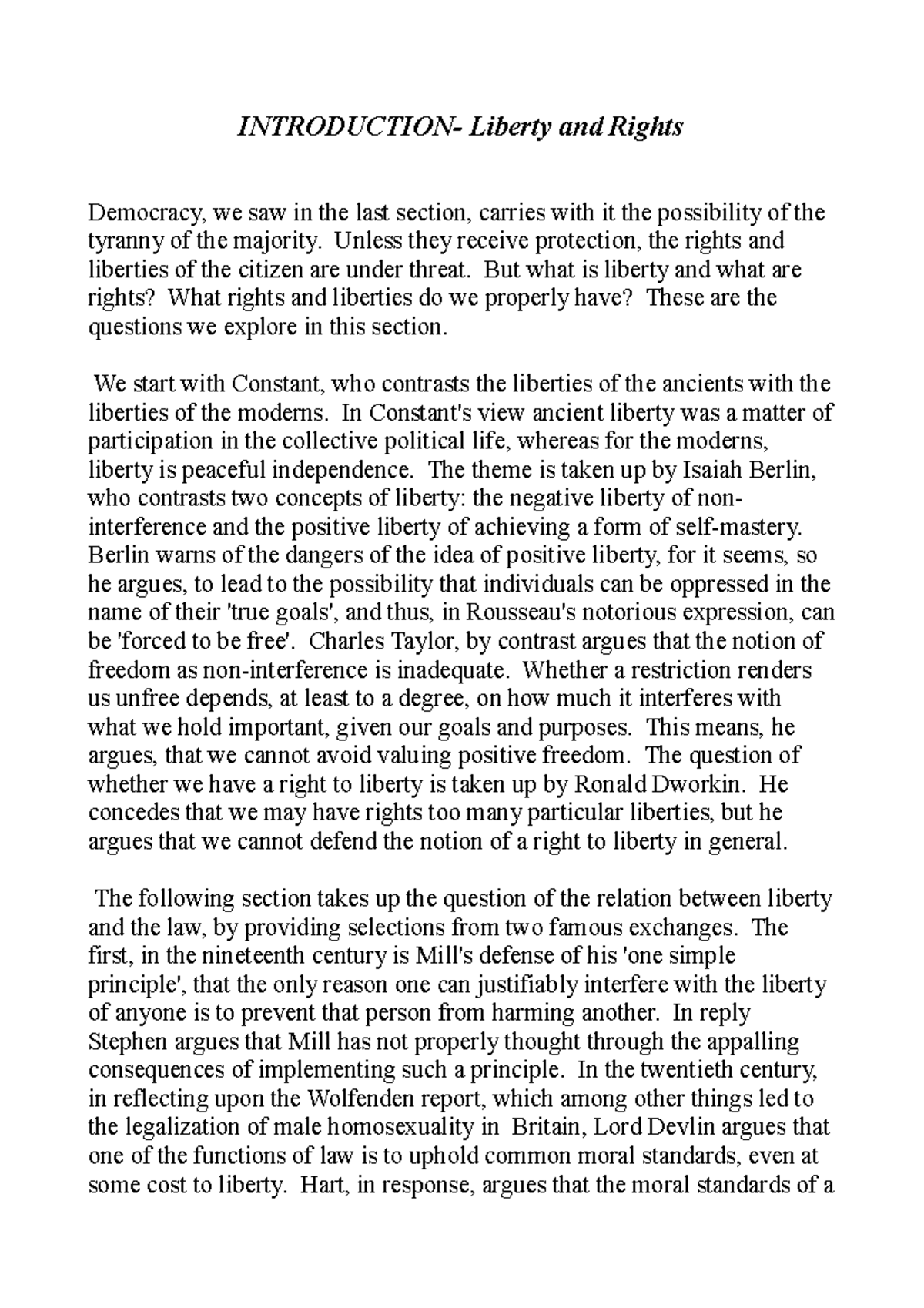 Introduction- liberty and rights - INTRODUCTION- Liberty and Rights ...