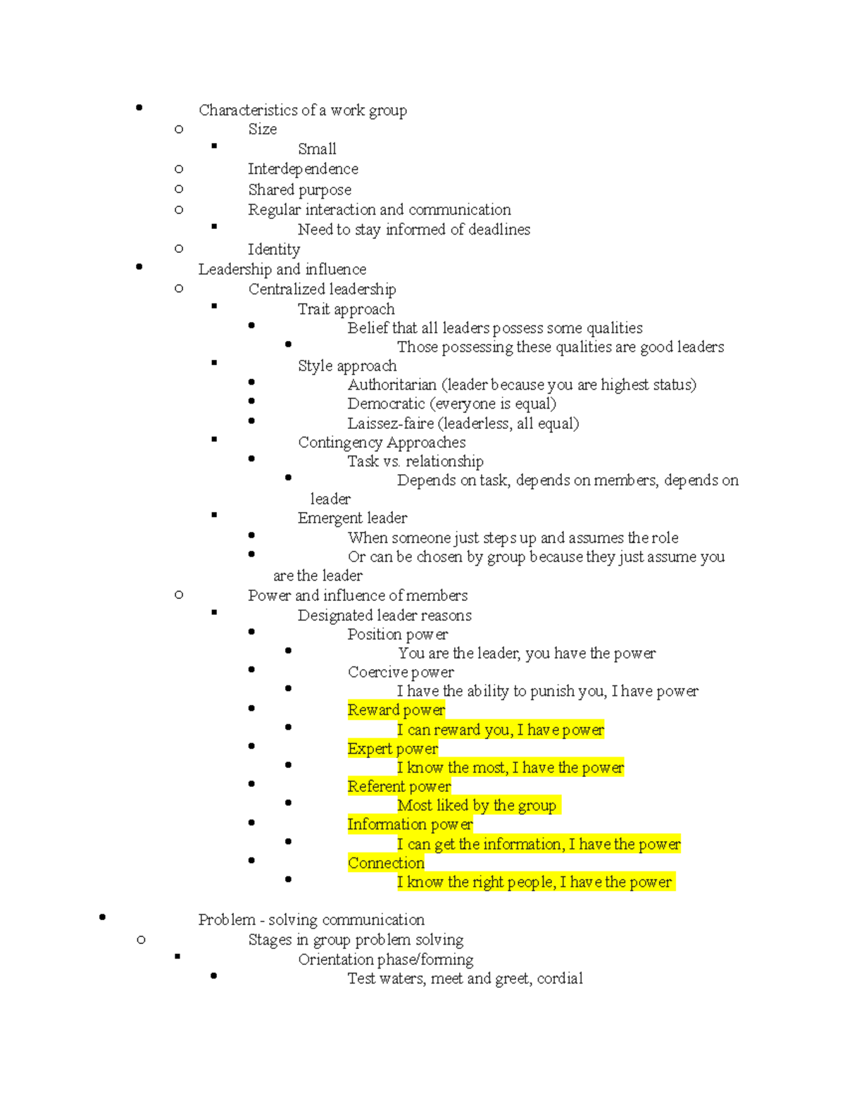 Characteristics of a work group - Characteristics of a work group o ...