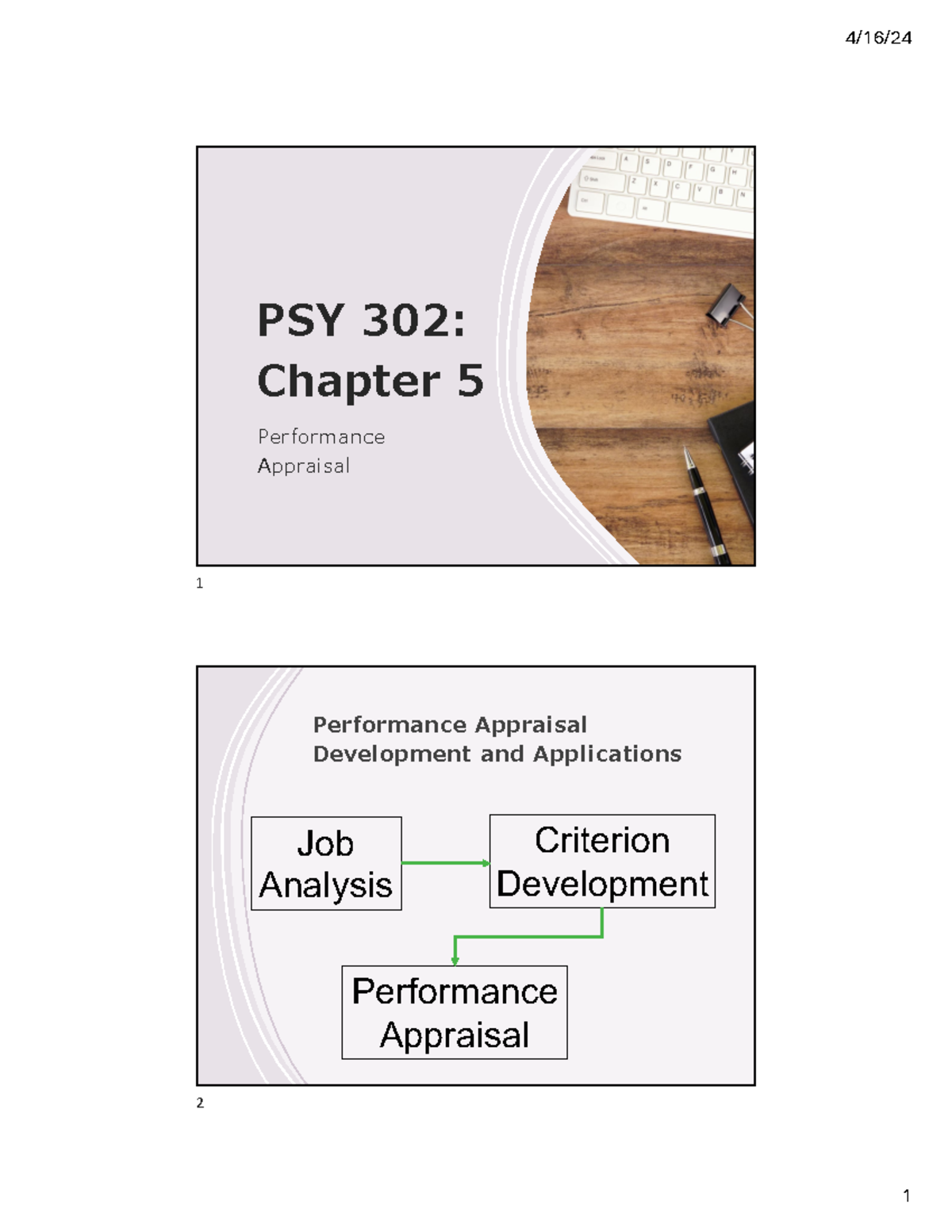 I-O Lecture Ch 05 - Performance Appraisal 02 - PSY 302: Chapter 5 Performance Appraisal 1 - Studocu