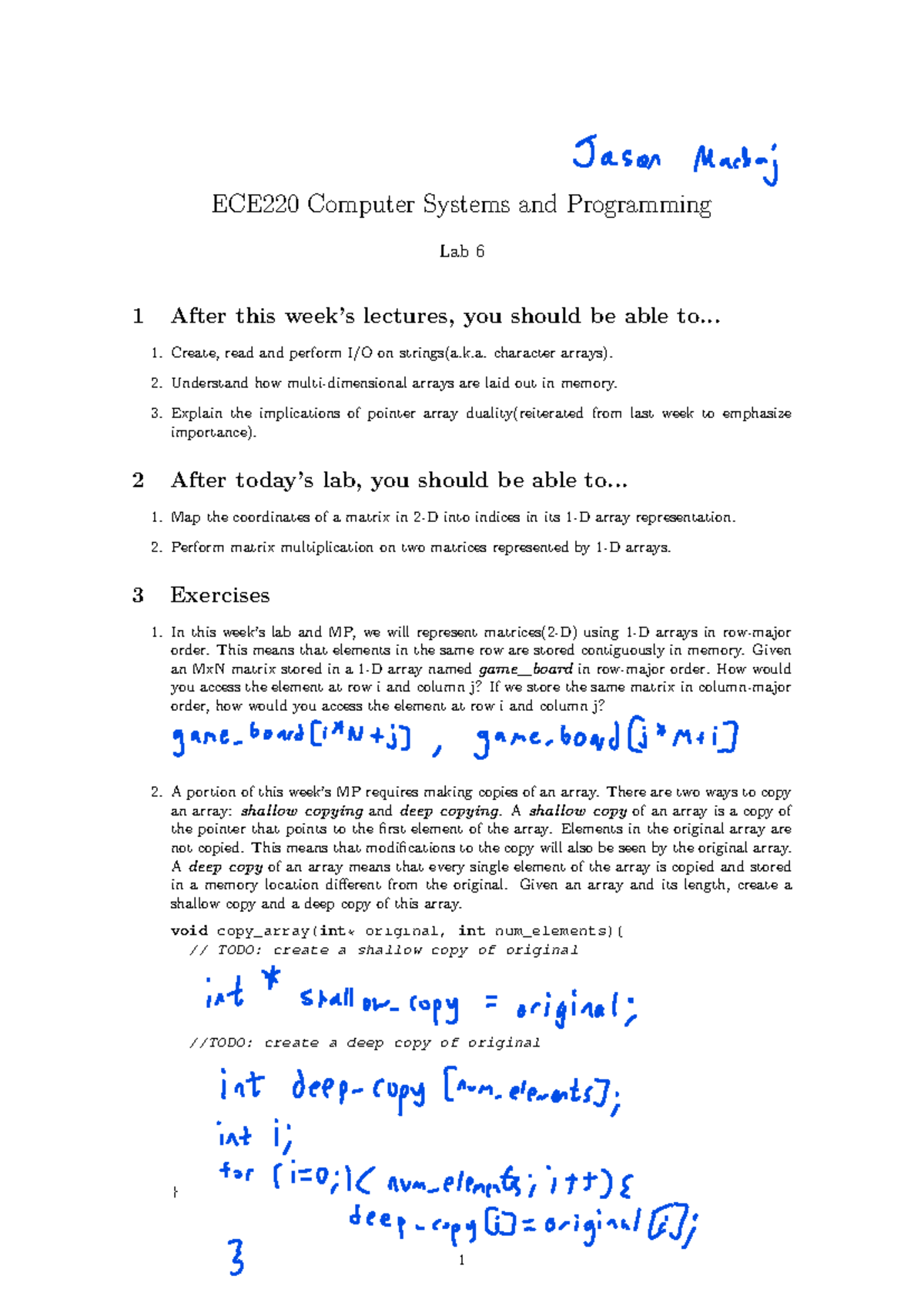 ECE 220 Lab6 Worksheet JM - ECE220 Computer Systems and Programming Lab 6 1 After this week’s ...