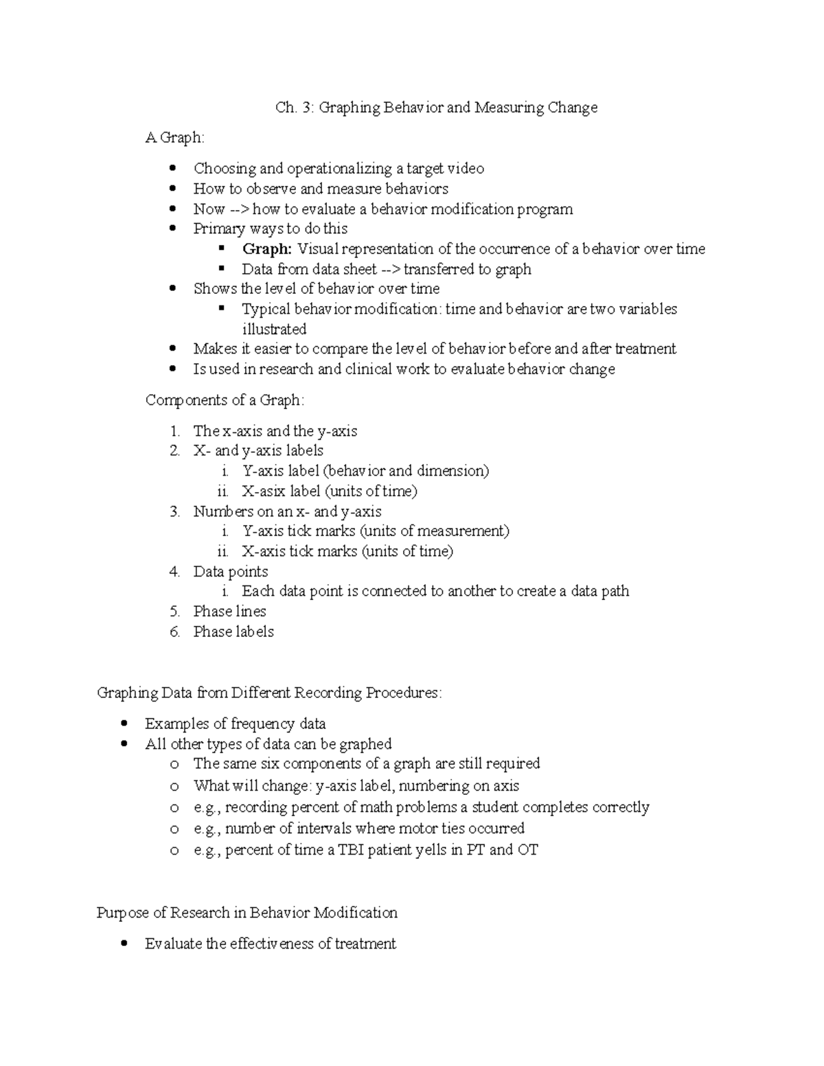 Chapter 3.graphing behavior and measuring change - Ch. 3: Graphing Behavior and Measuring Change ...