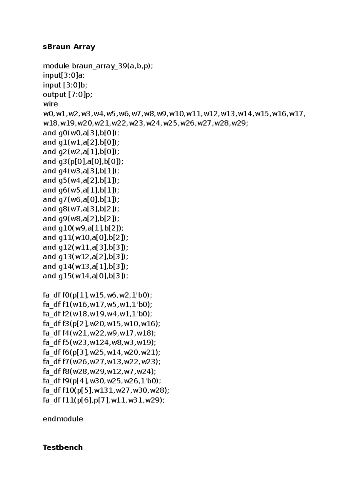 LAB 1 HALF , FULL Adder (51)-1 - sBraun Array module braun_array_39(a,b ...