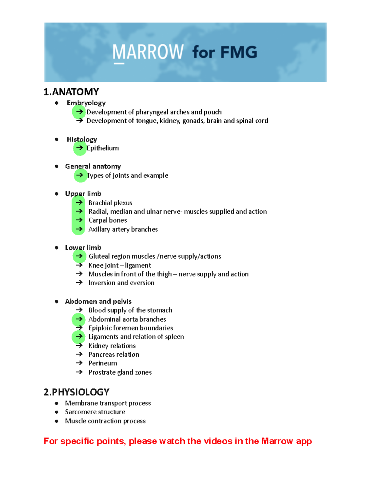 Marrow FMGE High yield topic list - 1 Embryology Development of ...