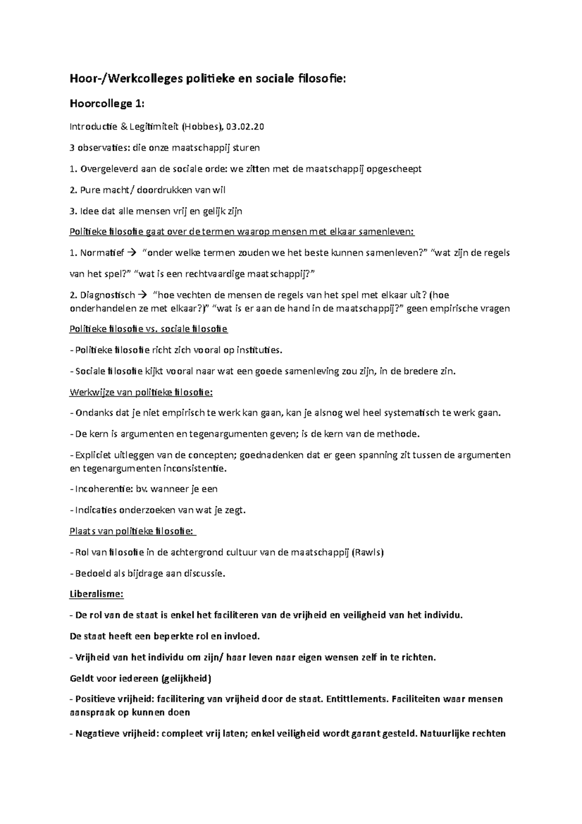 Hoorcolleges politieke en sociale filosofie - Hoor-/Werkcolleges ...