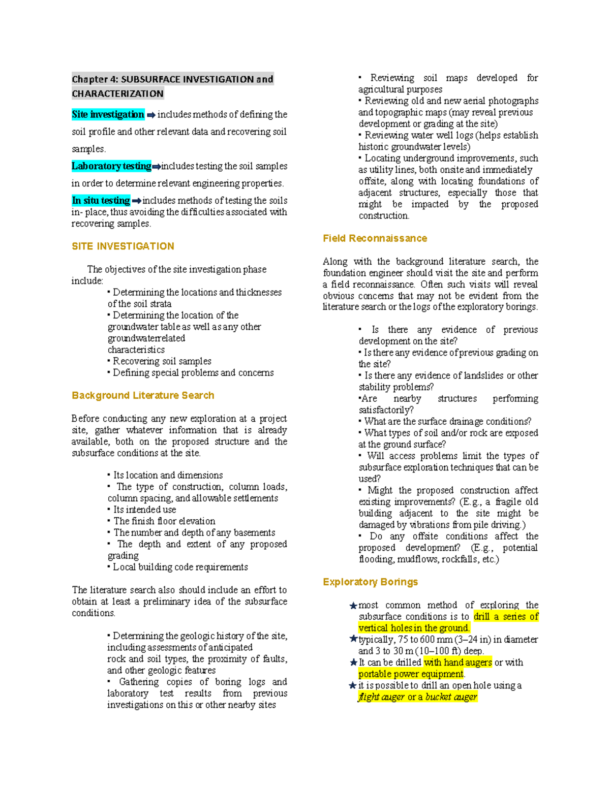 Chapter 4 Subsurface Investigation And Characterization 1 Chapter 4