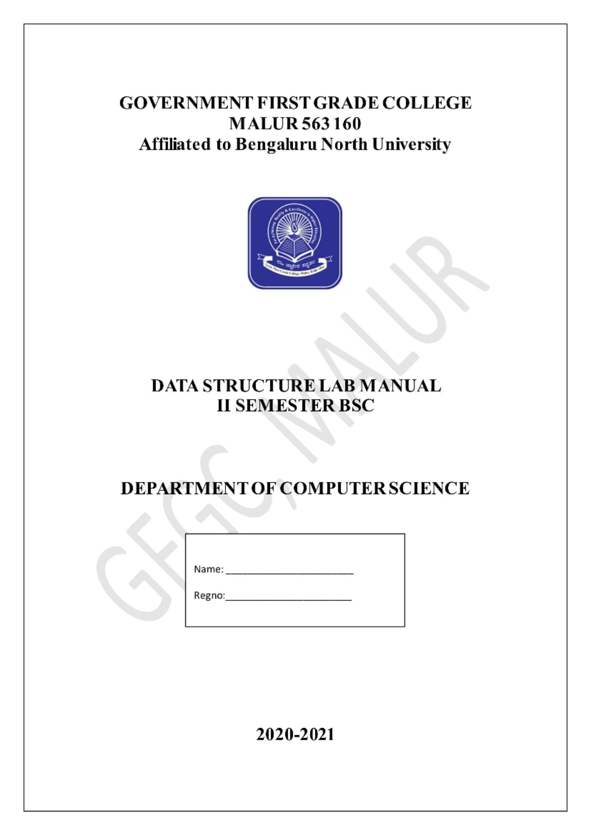 DS LAB Manual 2020 - 2021 - Bachelor of science - Studocu