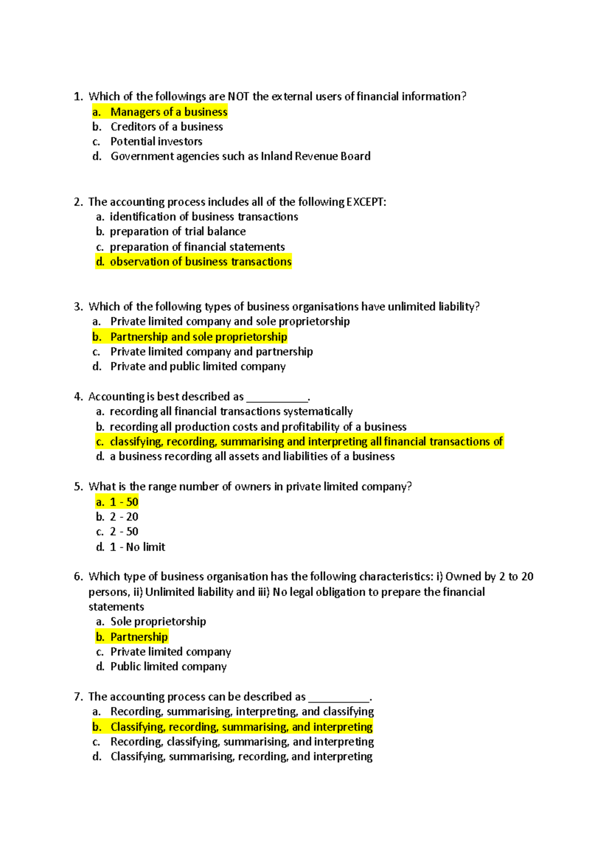 Tutorial 1 Introduction TO Accounting Student - Which of the followings ...