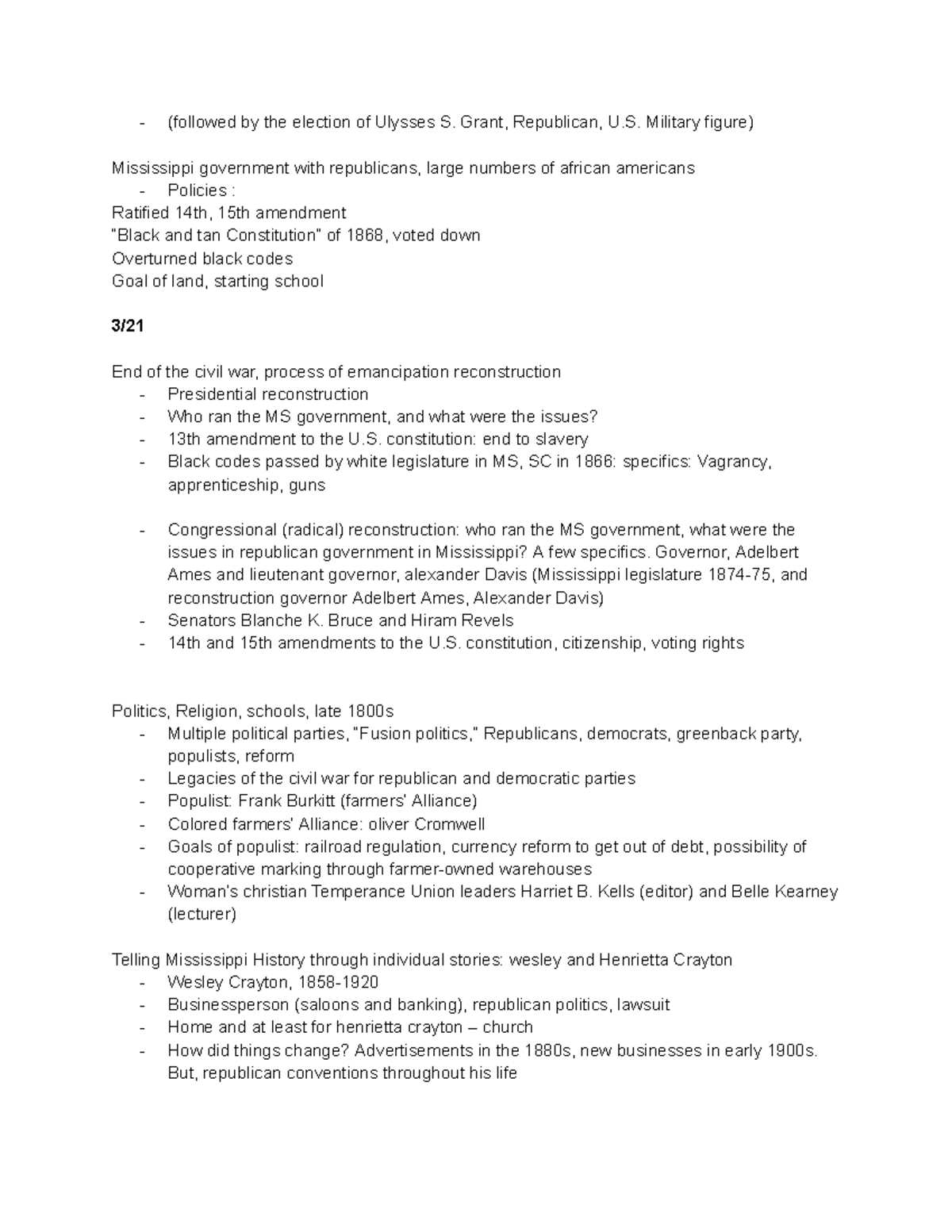 History Pg 8 - End of the civil war, process of emancipation ...