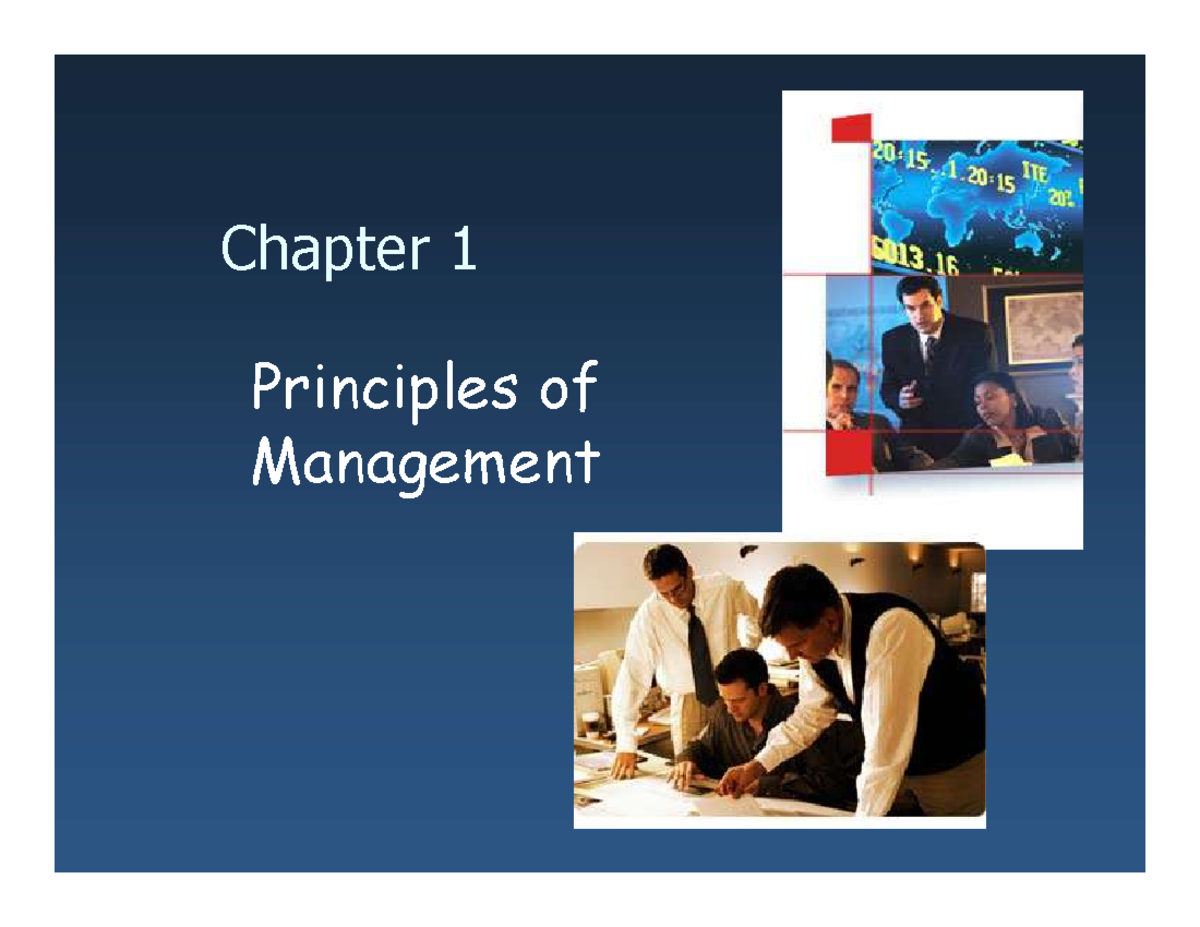 Chapter 01 - LEC NOTES - Chapter 1 Principles of Management Learning ...