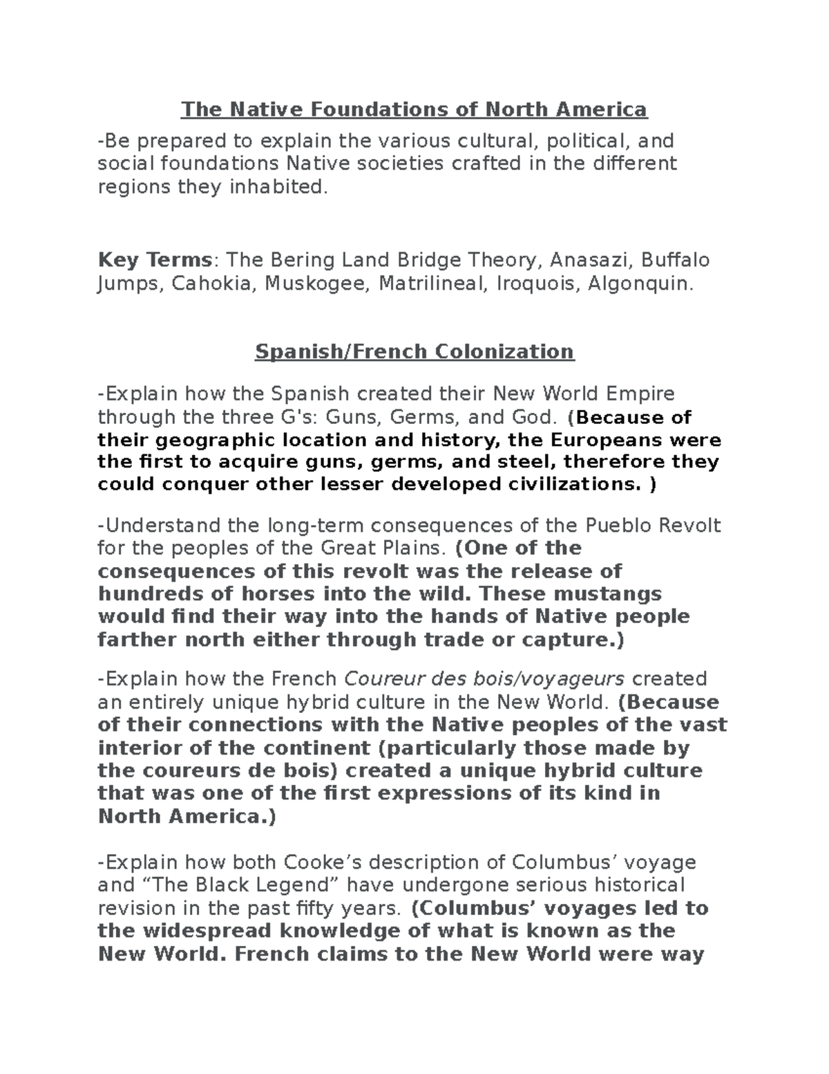 The Native Foundations of North America - Key Terms: The Bering Land ...