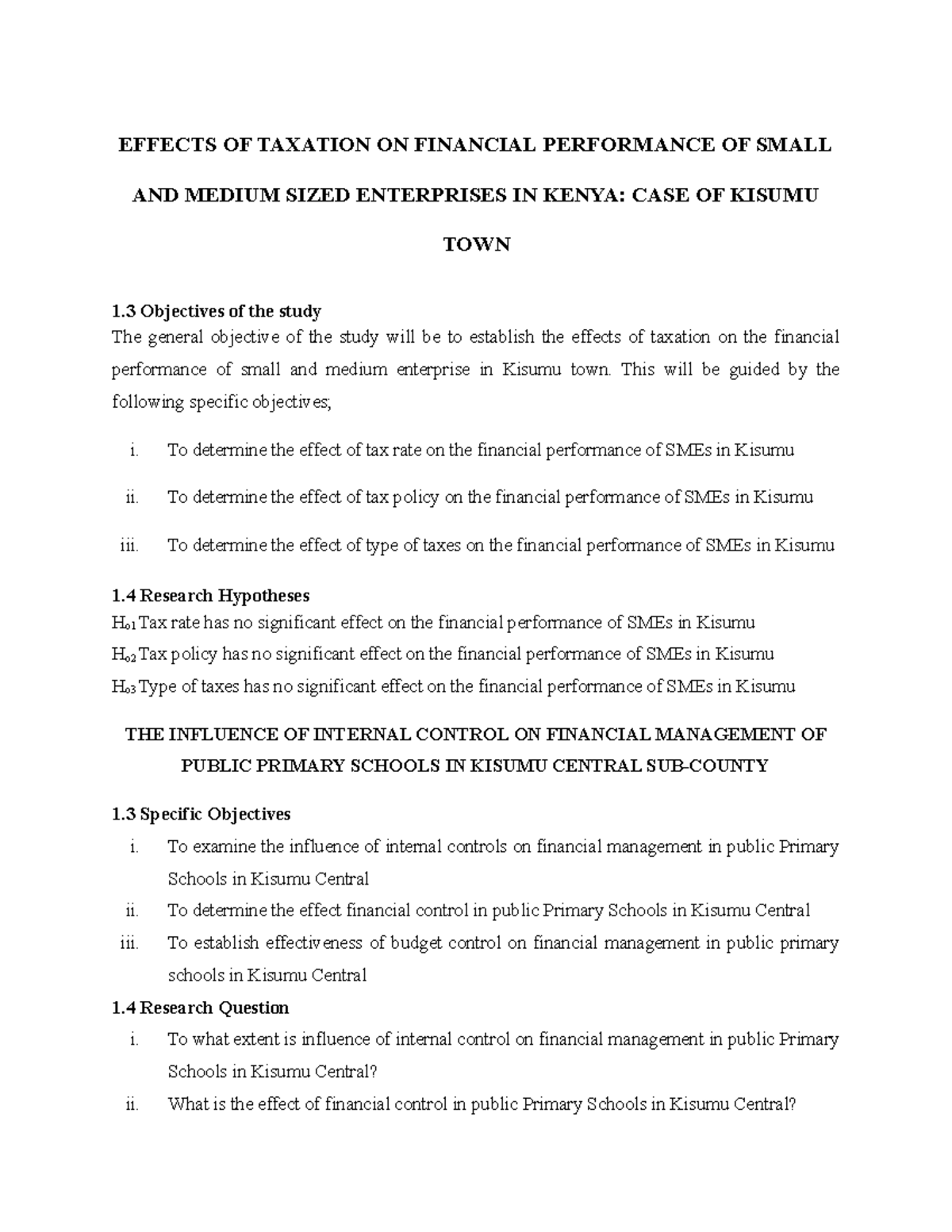 Effects OF Taxation ON Financial Performance OF Small AND Medium Sized Enterprises IN Kenya ...