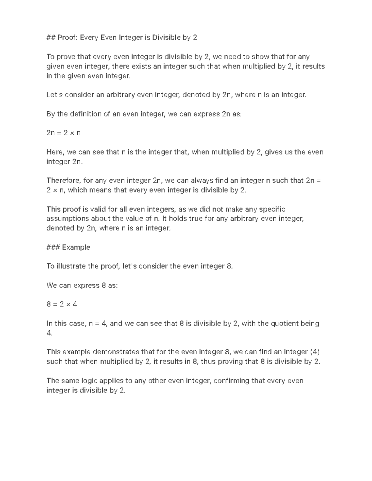 Divisible by 2 proof Discrete math - Proof: Every Even Integer is ...