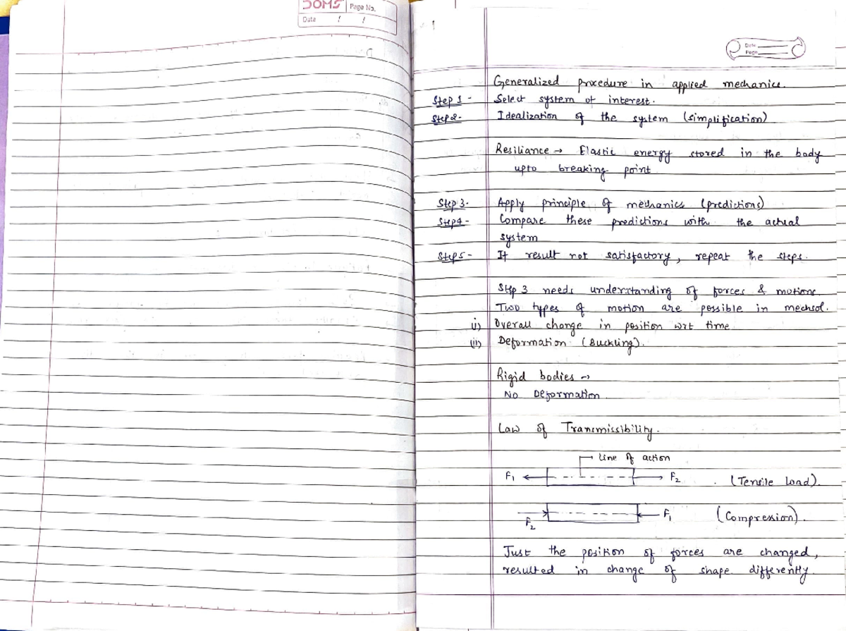 Mech Sol till 8-11 - Handwritten Class Notes - Mechanics of Solids ...