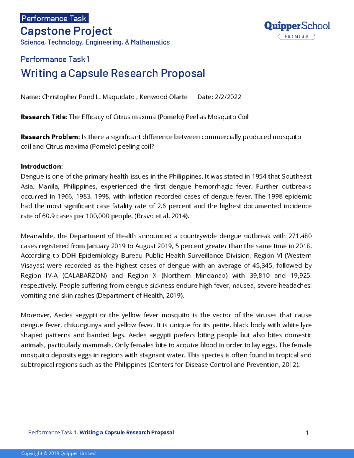 Performance Task 1 Writing a Capsule Proposal - Capstone Project ...